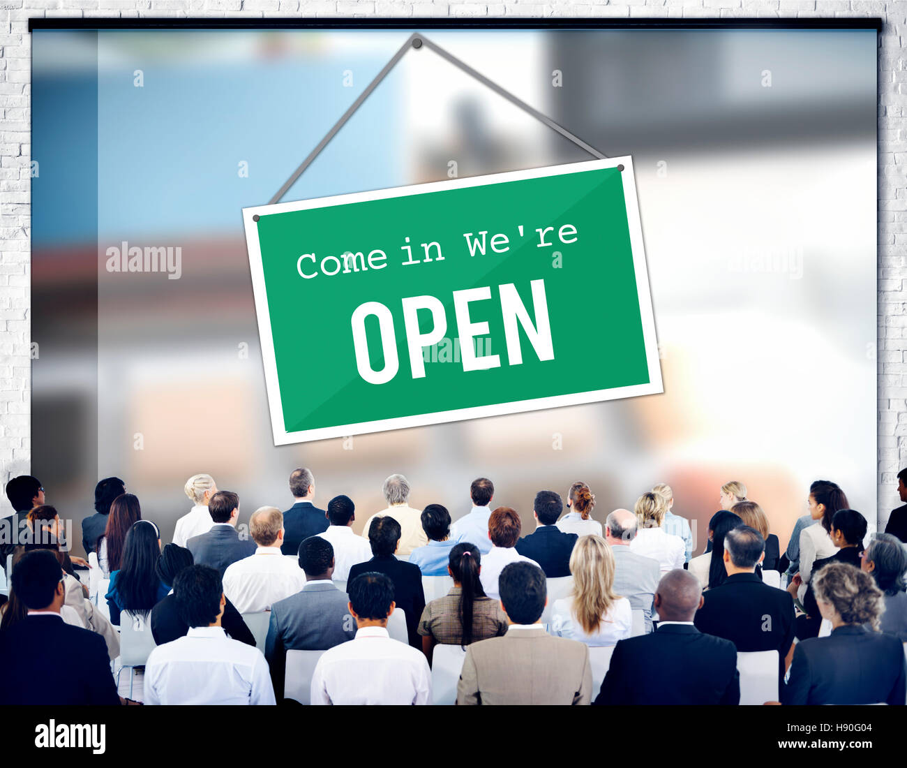 Open Signage Marketing Shop Concept Stock Photo - Alamy