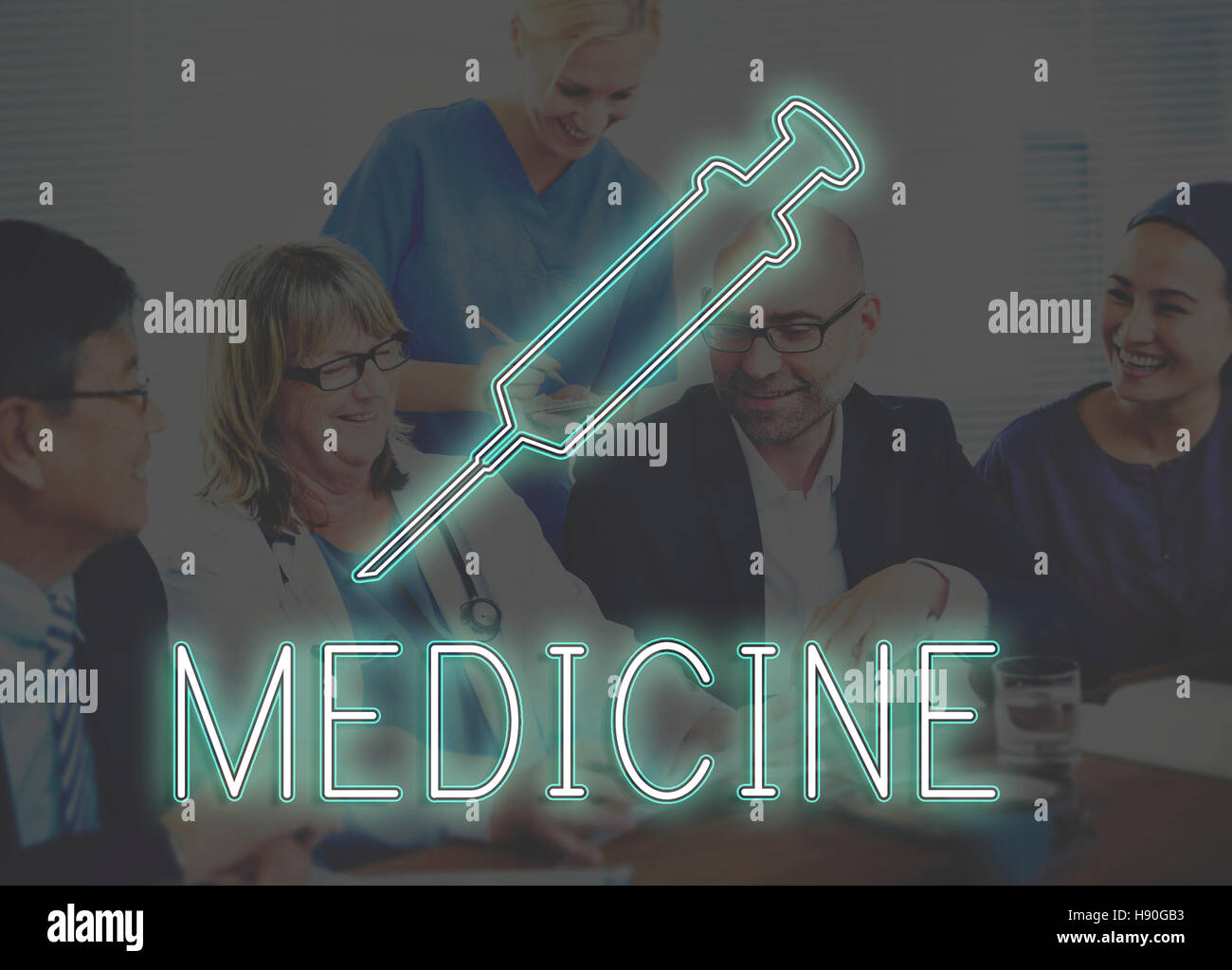 Group Of General Practitioners Having A Meeting Stock Photo - Alamy