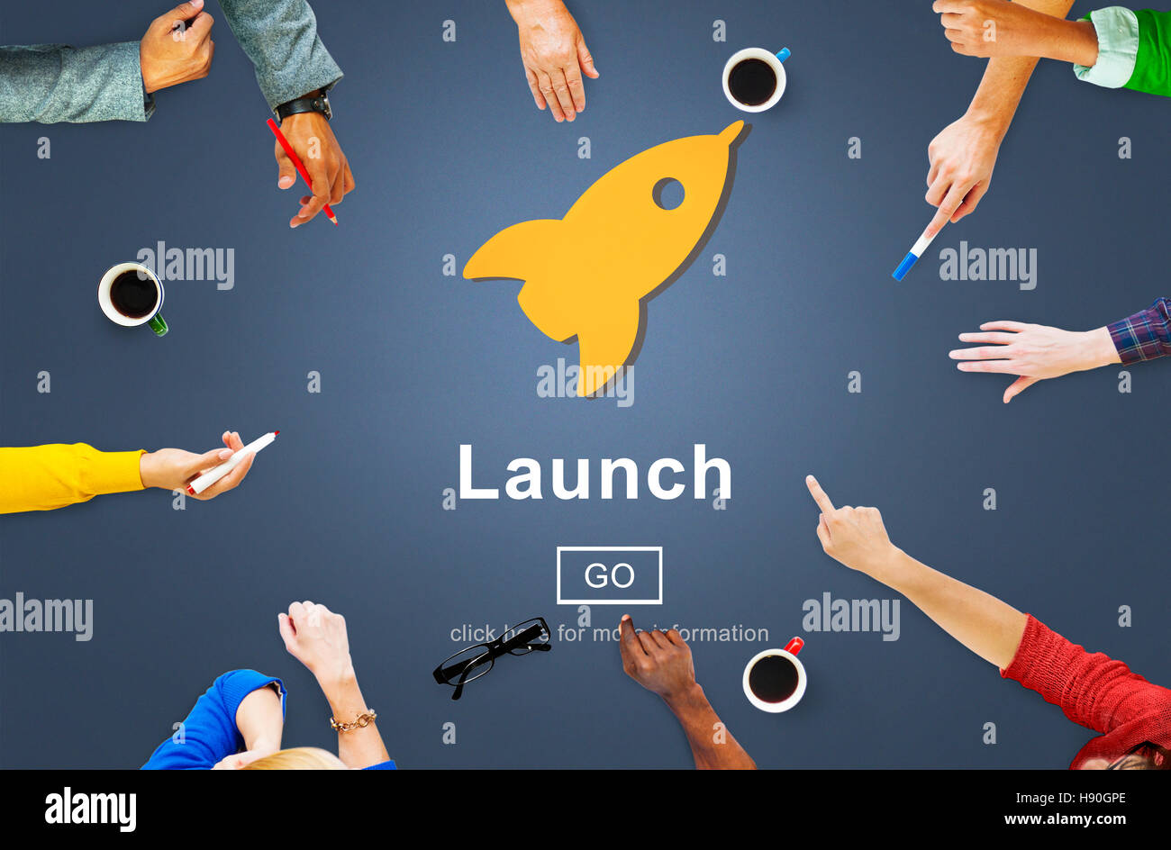Launch Start Brand Introduce Rocket Ship Concept Stock Photo - Alamy