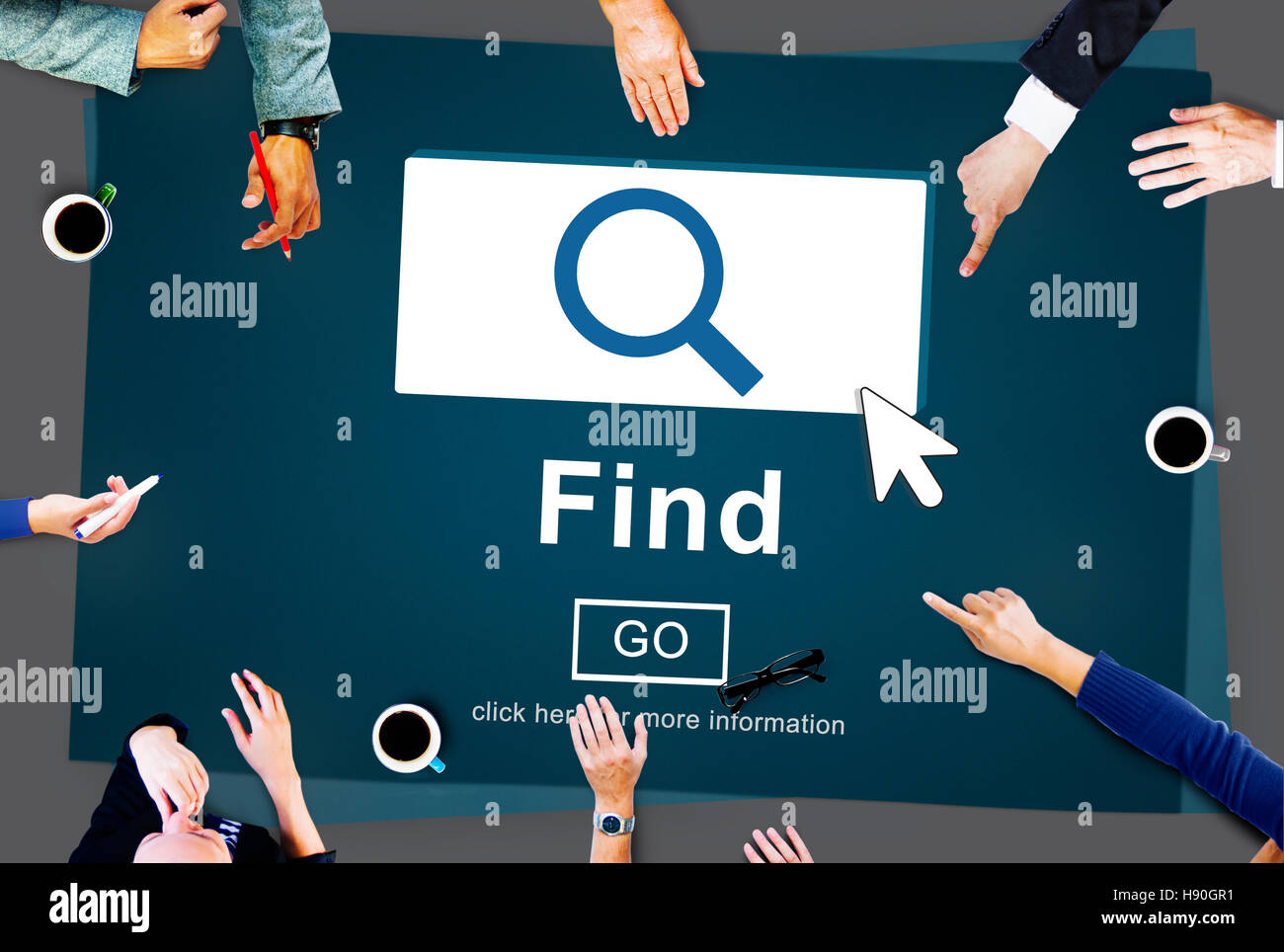 Find Magnifying Glass Go Button Concept Stock Photo - Alamy