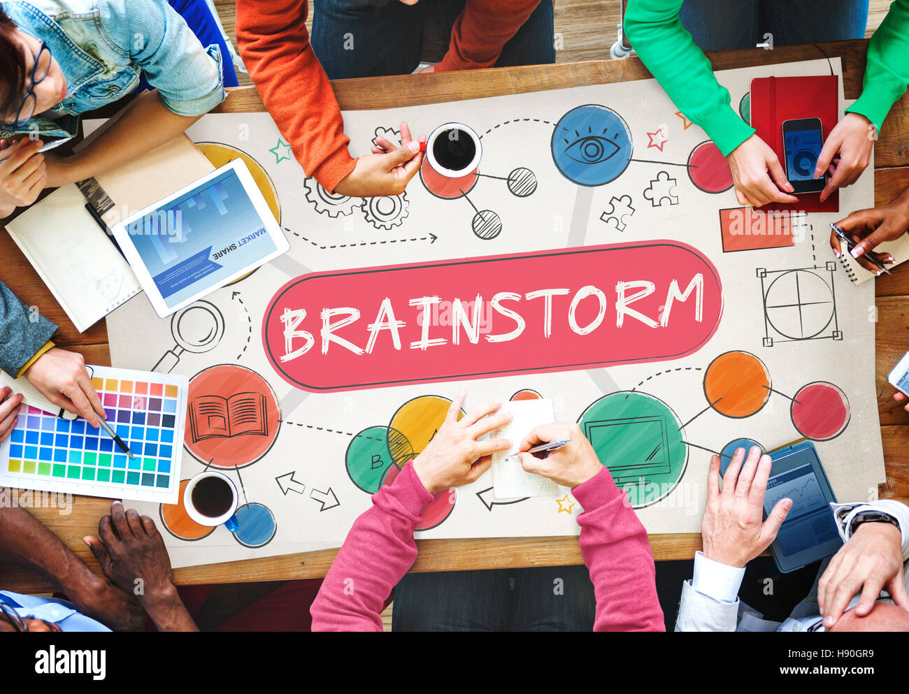 Brainstorm Ideas Creativity Process Diagram Concept Stock Photo - Alamy