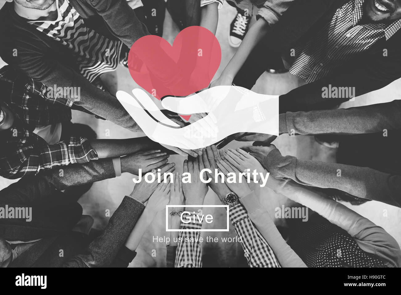 Join Charity Heart Hand Symbol Concept Stock Photo - Alamy