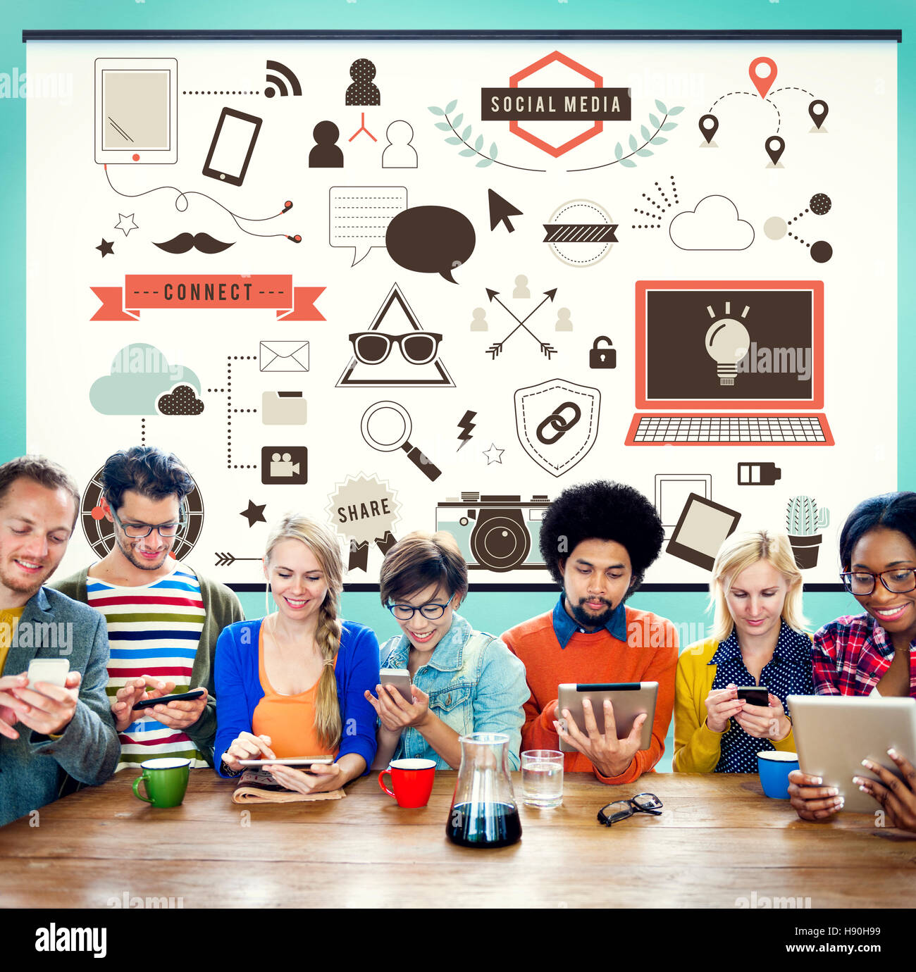 Social Media Technology Connection Graphic Concept Stock Photo - Alamy