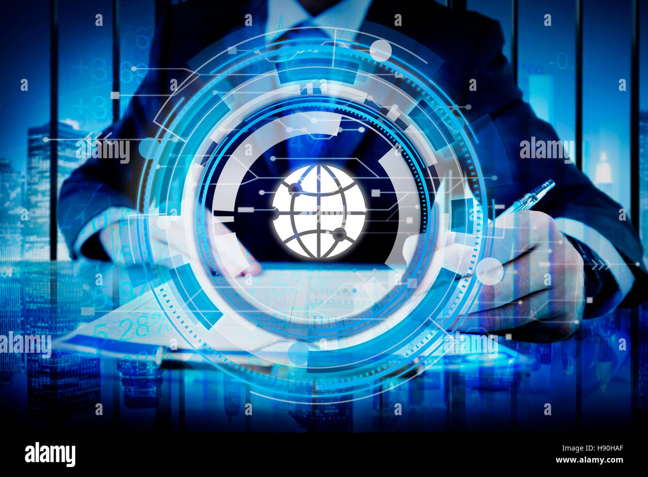 Digital Blue Hud Interface Global Concept Stock Photo - Alamy