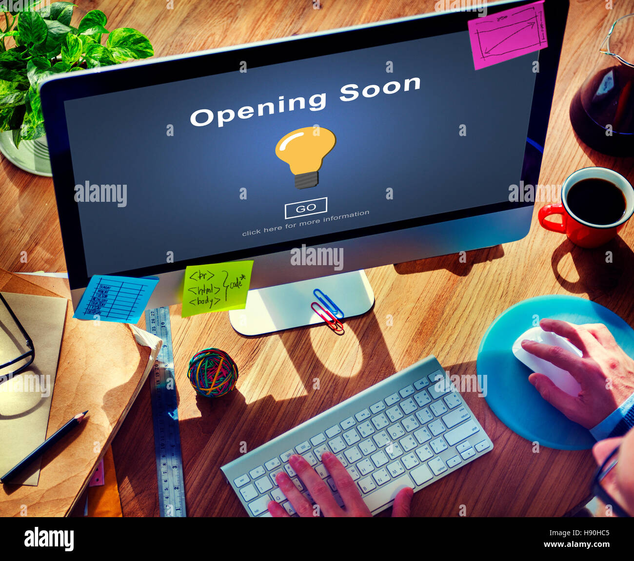 Opening Soon Launch Welcome Advertising Commercial Concept Stock Photo ...