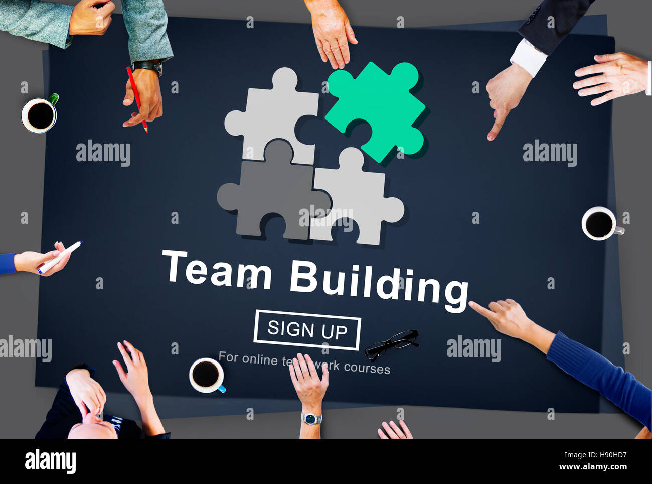 Team Building Busines Collaboration Development Concept Stock Photo - Alamy