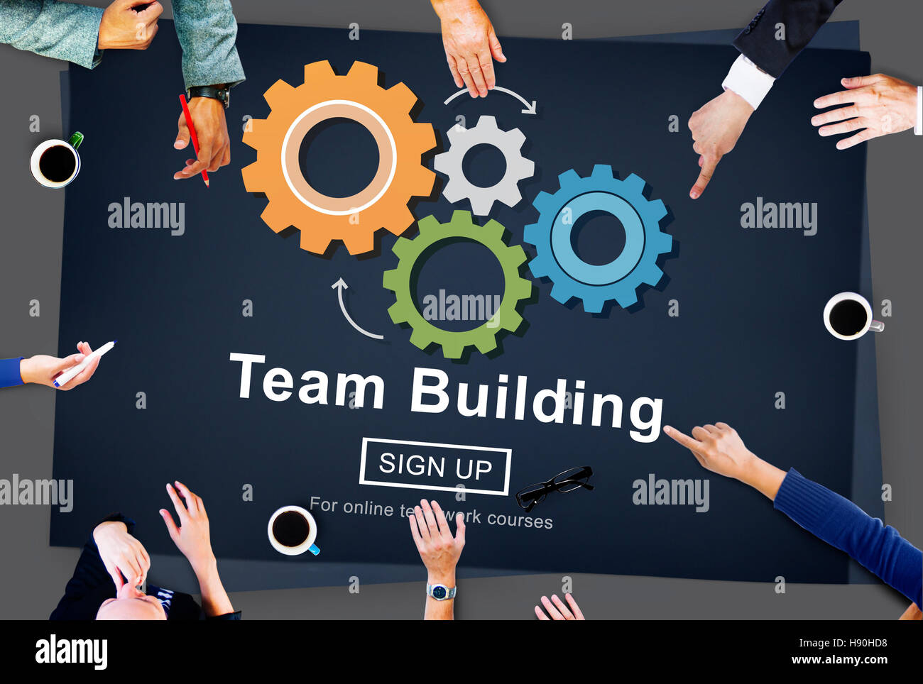 Team Building Busines Collaboration Development Concept Stock Photo - Alamy
