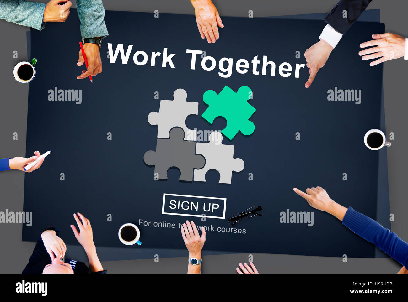 Work Together Teamwork Collaboration Union Unity Concept Stock Photo ...