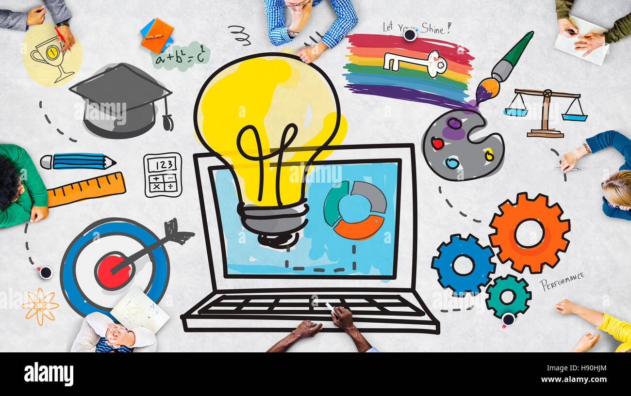 Ideas Target Measure Collaboration Create Concept Stock Photo - Alamy