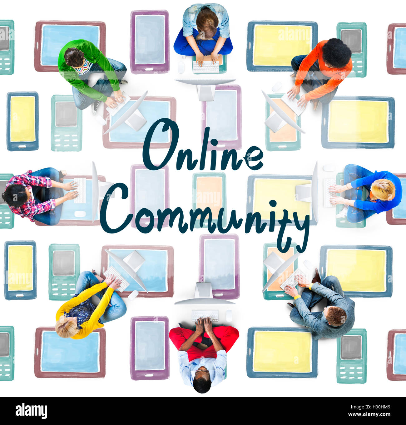 Online Commuity Connection Media Networking Concept Stock Photo - Alamy