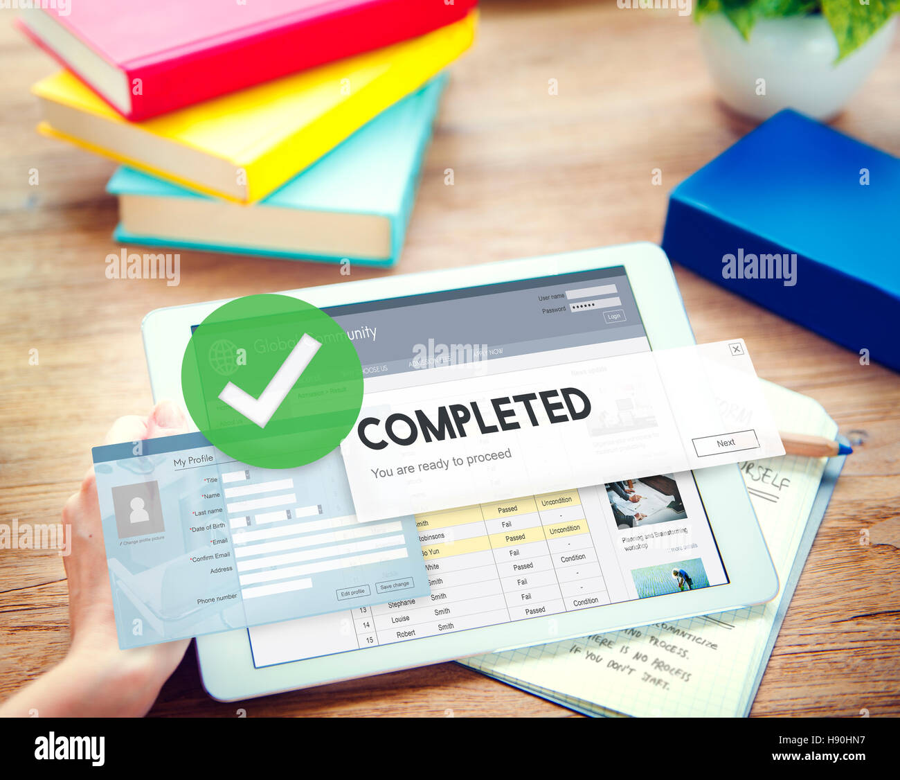 Accomplished Achieved Approve Completed Concept Stock Photo - Alamy