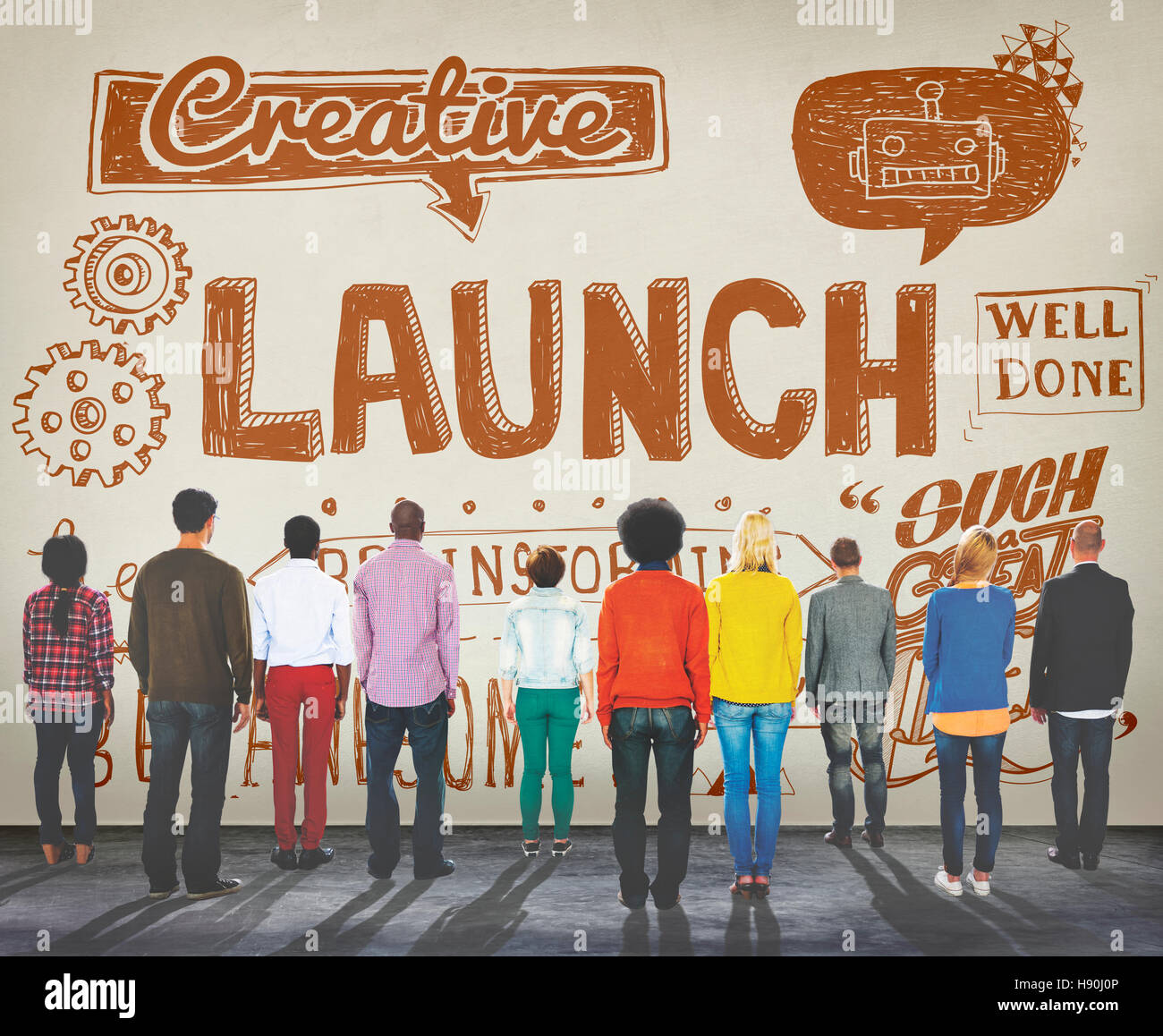 Launch Start up Inspiration Creative Sketch Concept Stock Photo - Alamy
