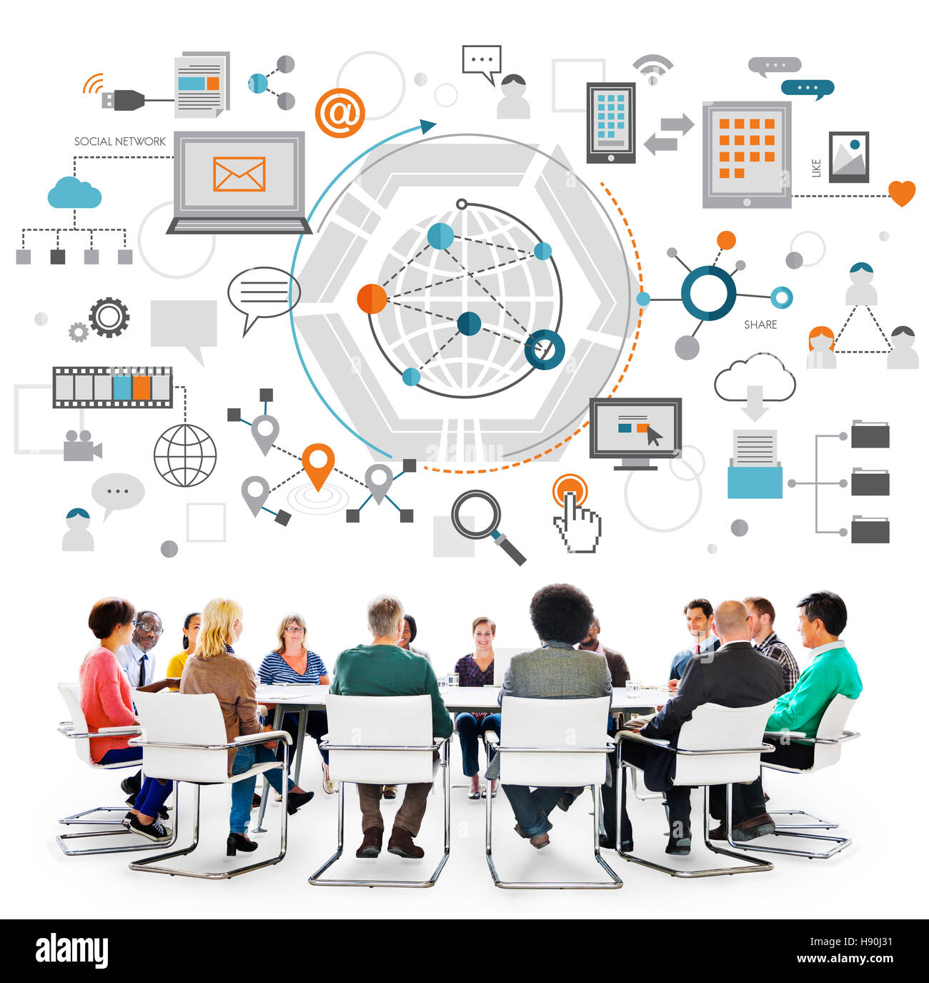 Global Communication Digital Device Information Concept Stock Photo - Alamy