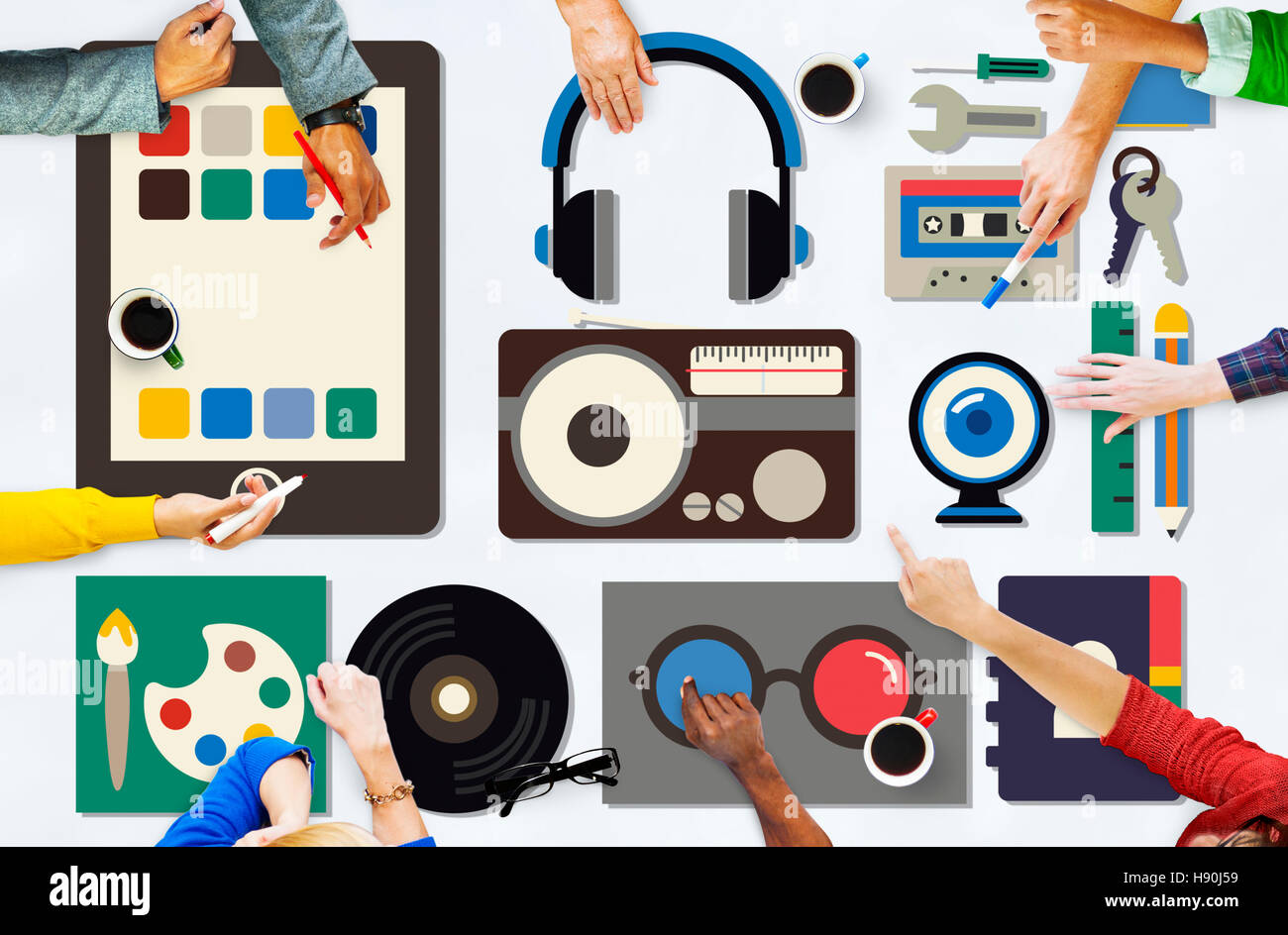 Media Movies Radio Music Tools Concept Stock Photo - Alamy
