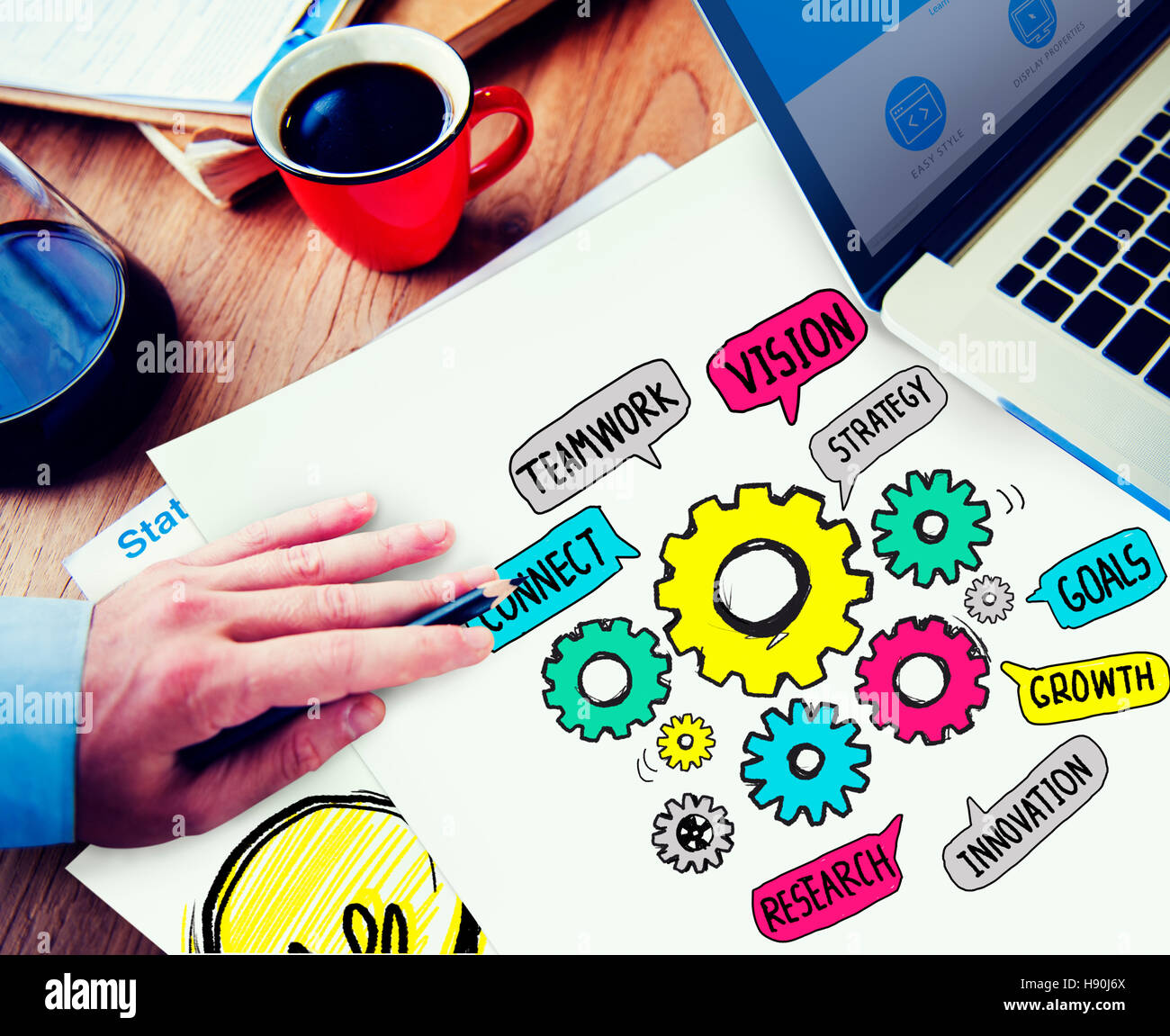 Teamwork Connect Strategy Vision Together Gear Concept Stock Photo - Alamy