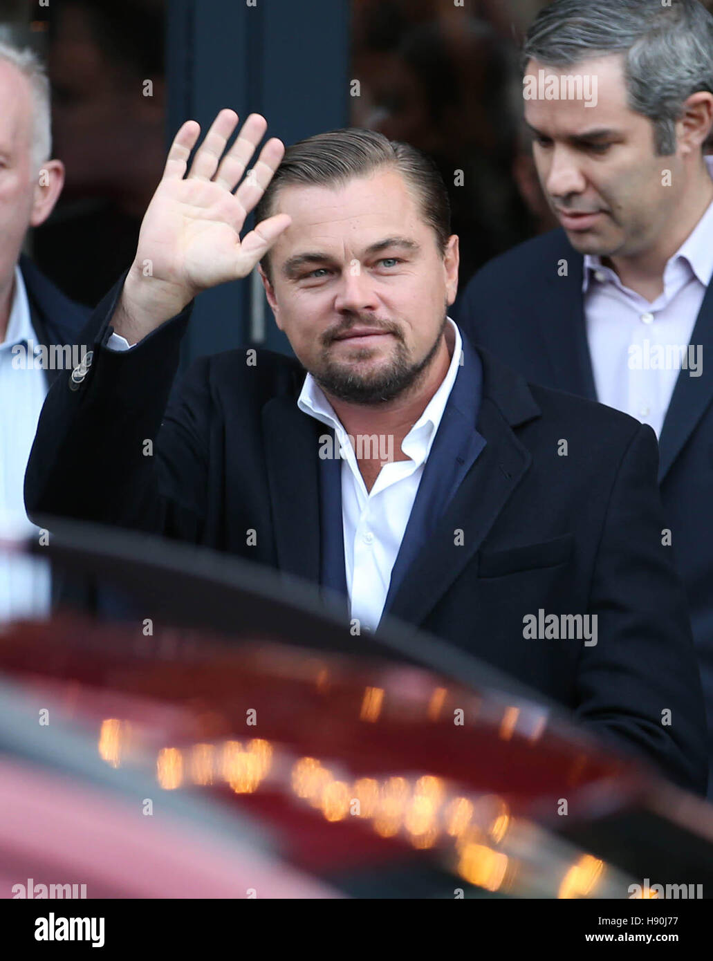 Leonardo DiCaprio leaves after a visit to Home by Social Bite sandwich ...