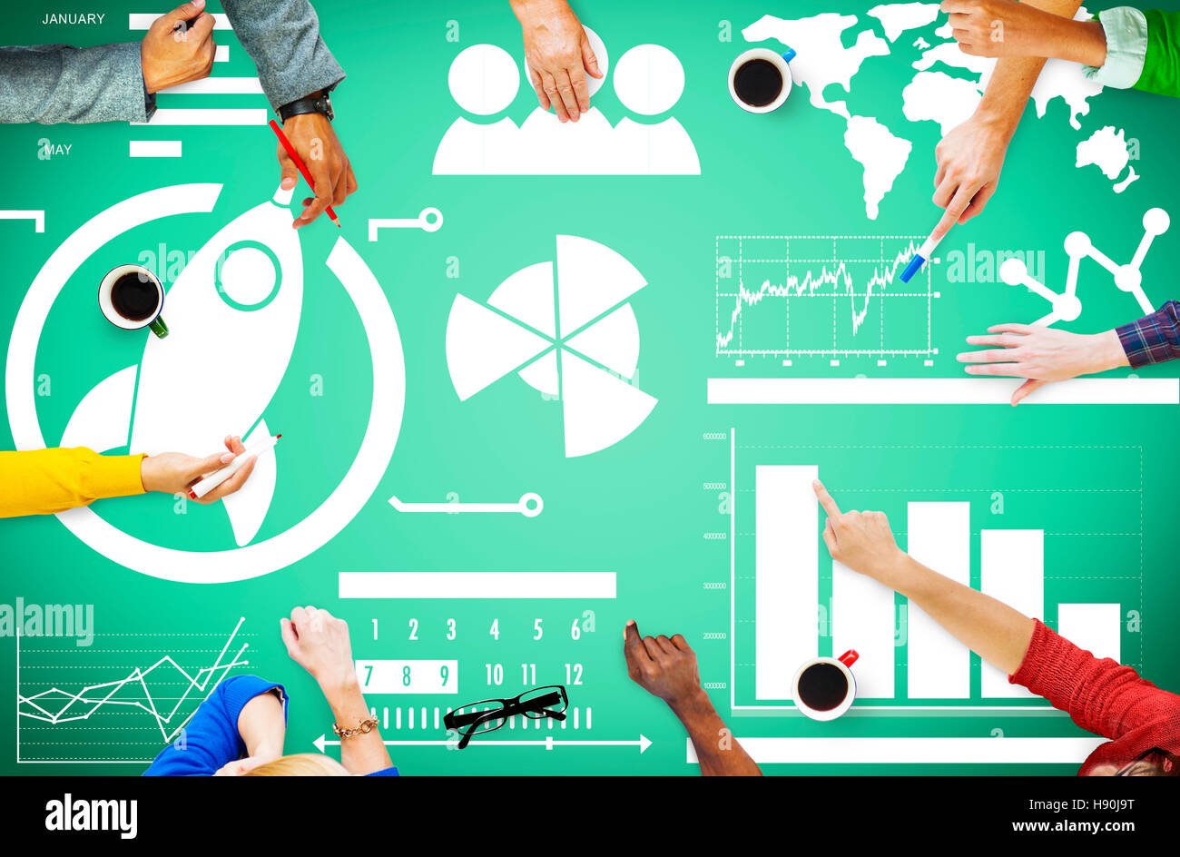 New Business Chart Innovation Teamwork Global Business Concept Stock ...