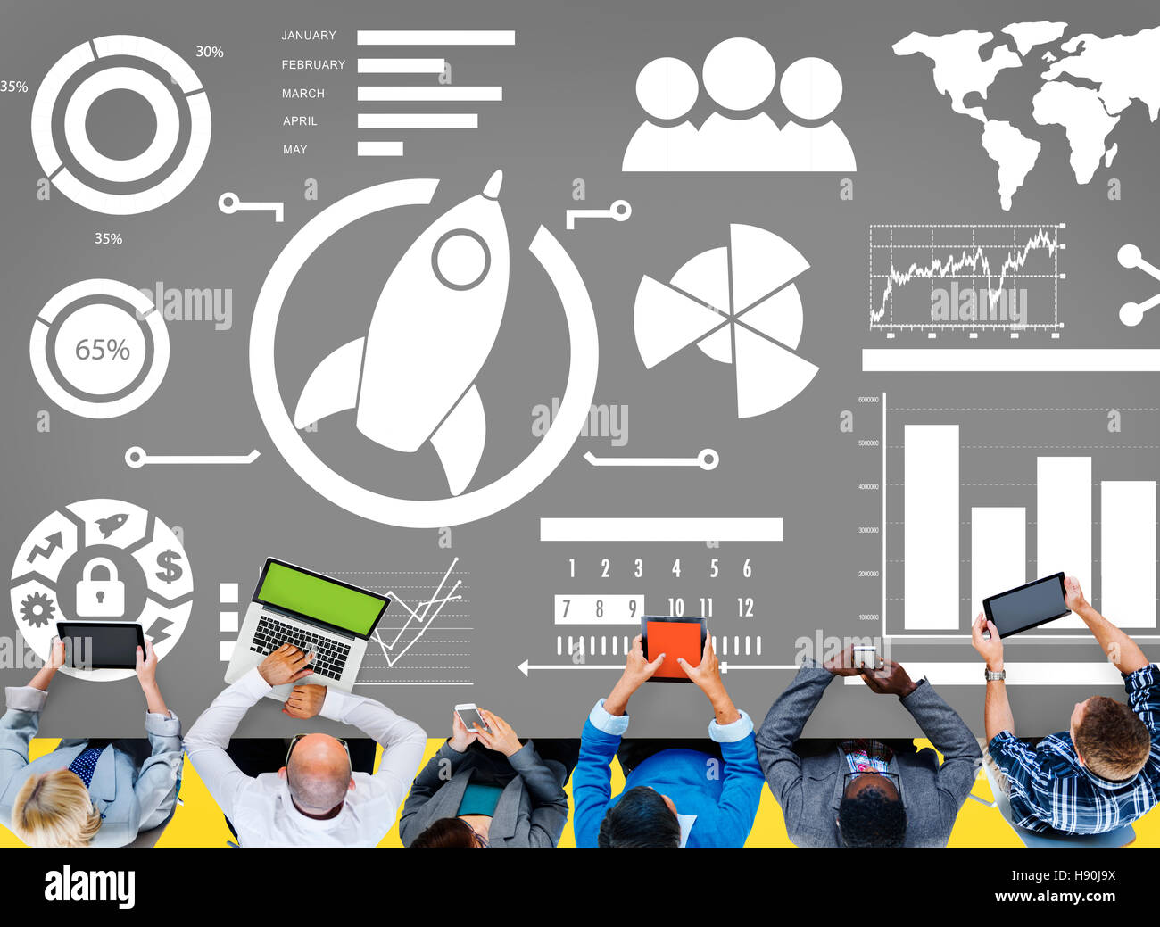 New Business Chart Innovation Teamwork Global Business Concept Stock ...