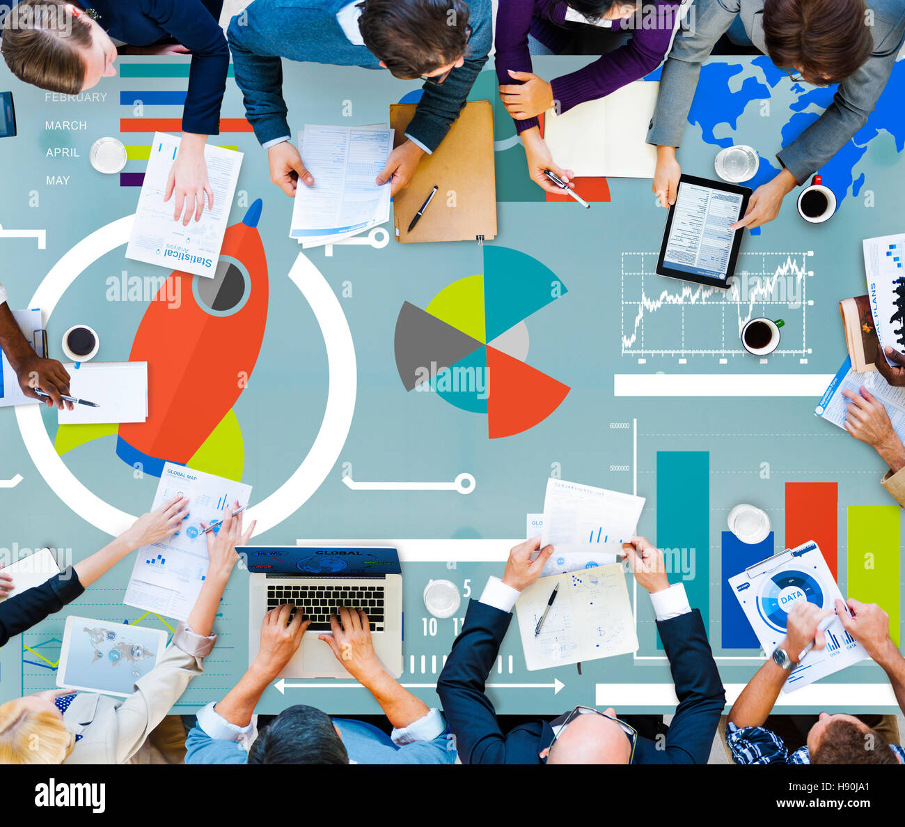 New Business Chart Innovation Teamwork Global Business Concept Stock ...