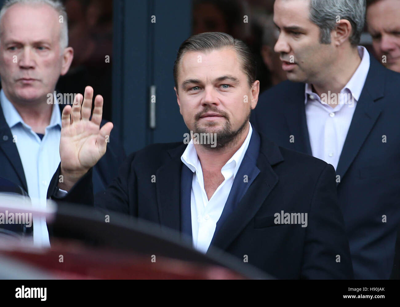 Leonardo DiCaprio leaves after a visit to Home by Social Bite sandwich ...
