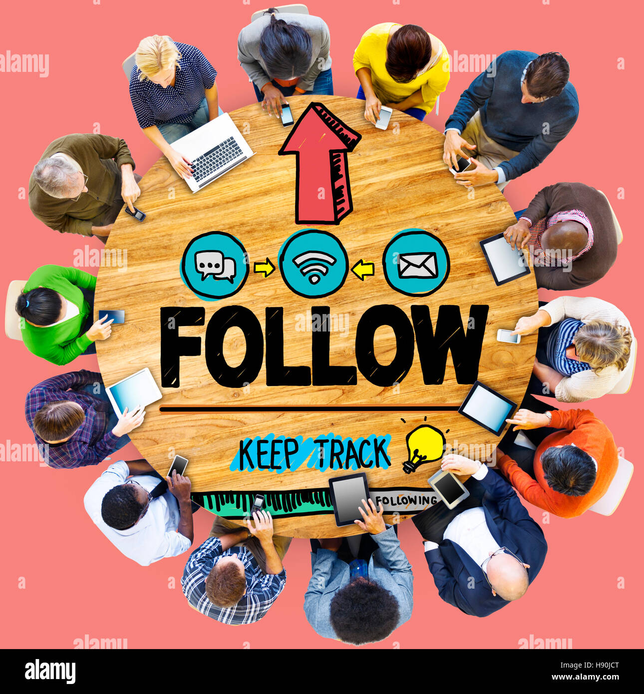 Follow Follower Following Connecting Networking Social Concept Stock ...