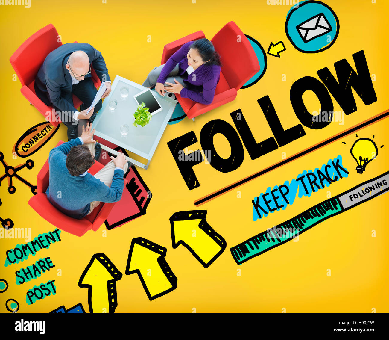 Follow Follower Following Connecting Networking Social Concept Stock ...