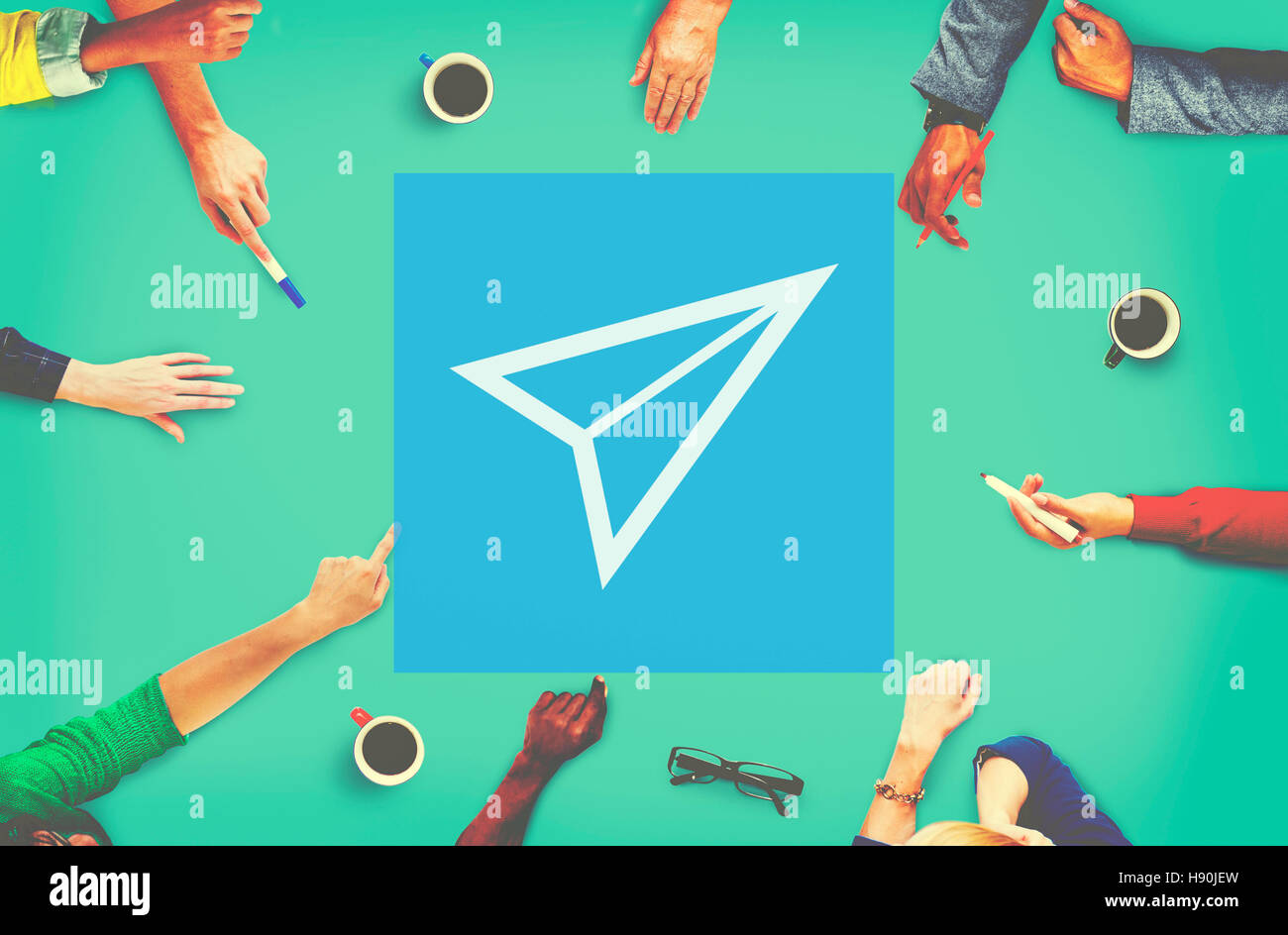 Paper Plane Sent Fly Voyage Concept Stock Photo - Alamy