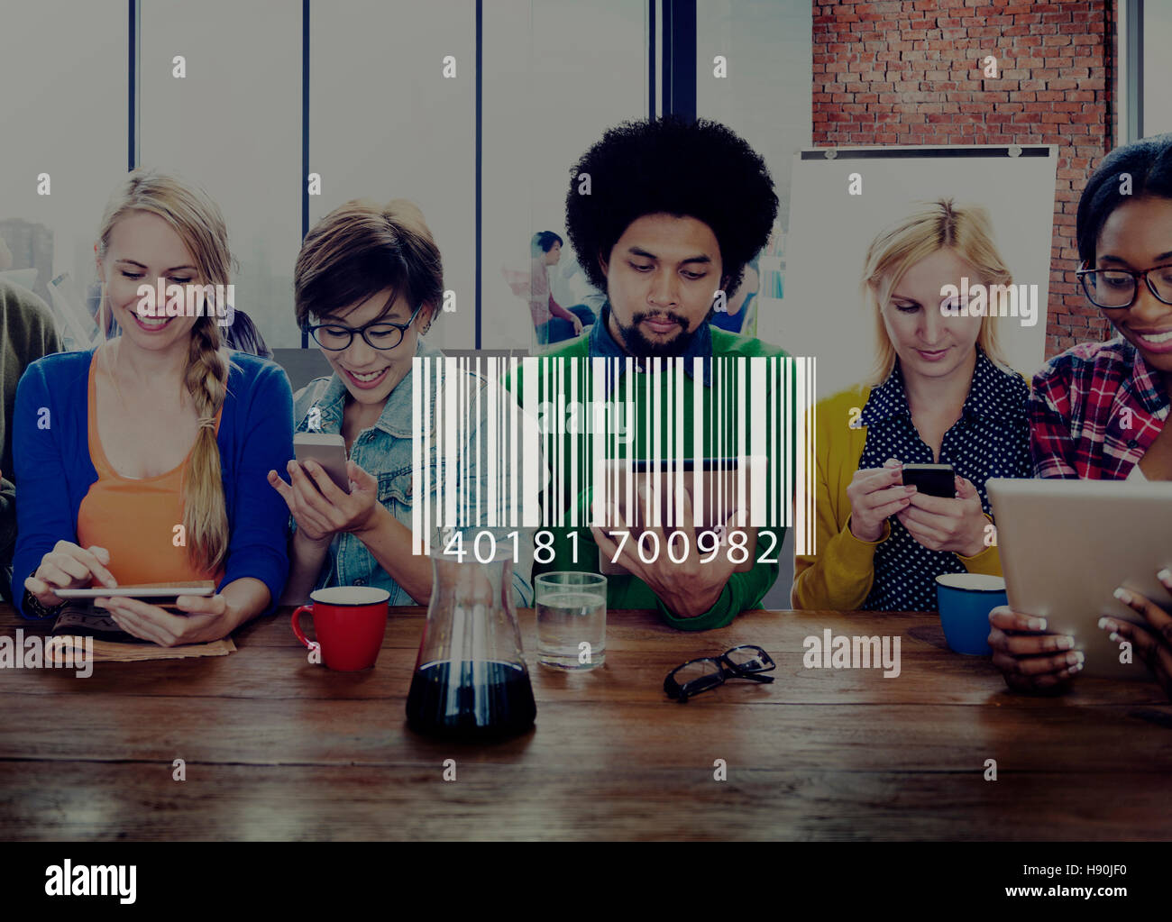 Bar Code Scanning Inventory Logistics Production Concept Stock Photo ...