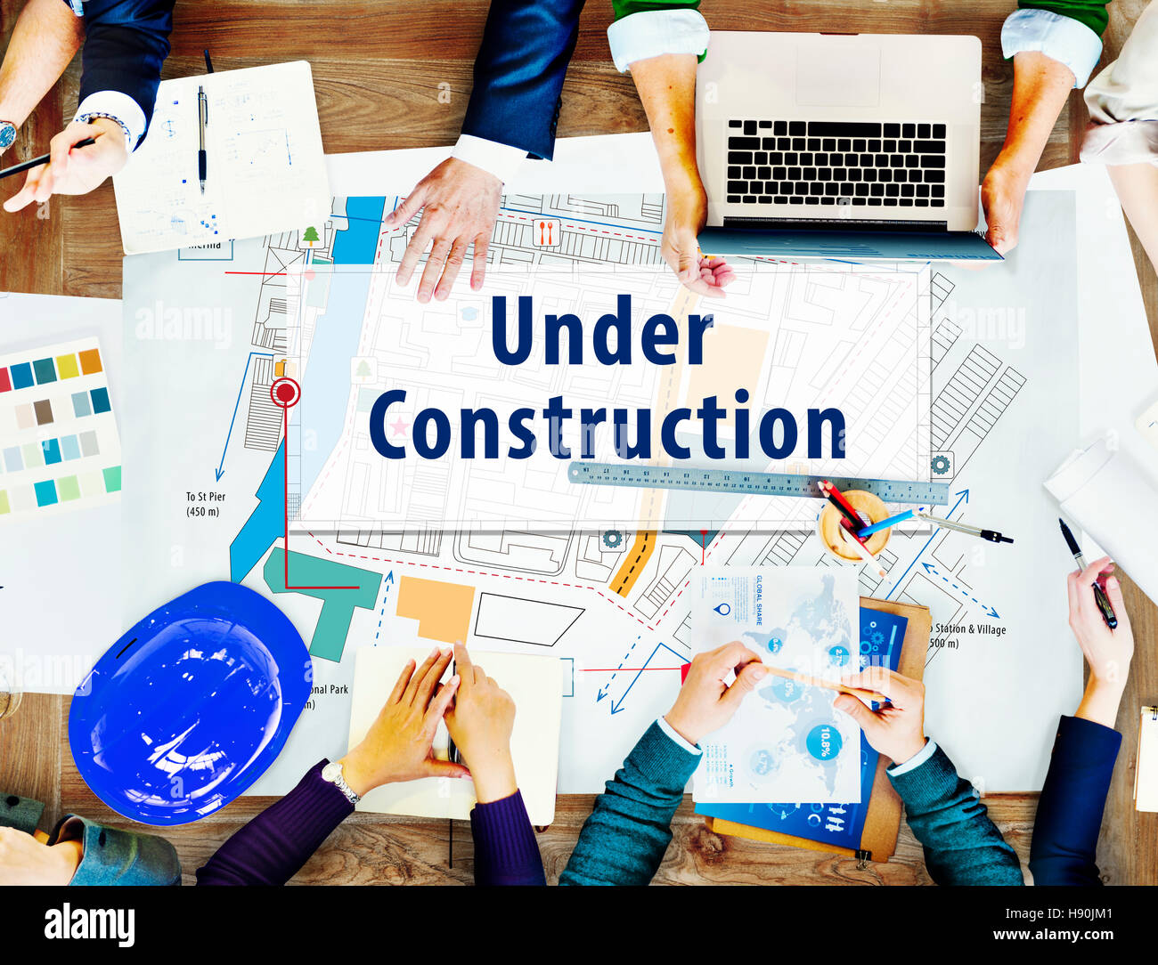Under Consrtuction Building Warning Attention Concept Stock Photo - Alamy