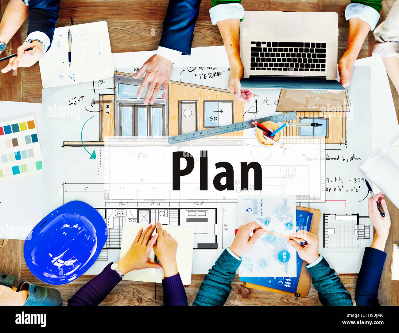 Construction Design Plan Blueprint Planning Concept Stock Photo - Alamy