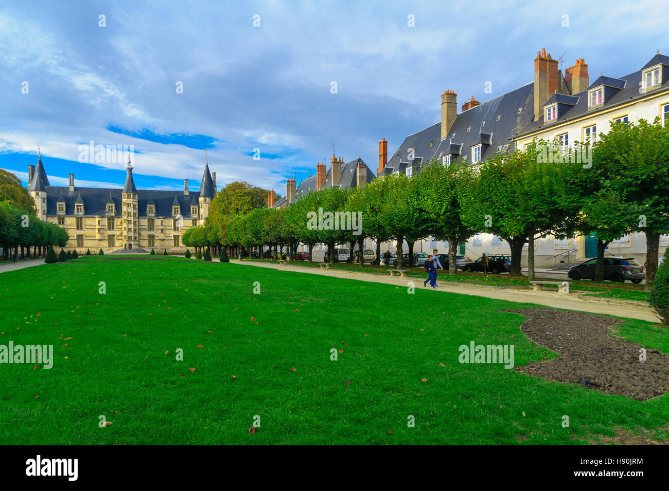NEVERS, FRANCE - OCTOBER 16, 2016: View of the Republic square and the ...