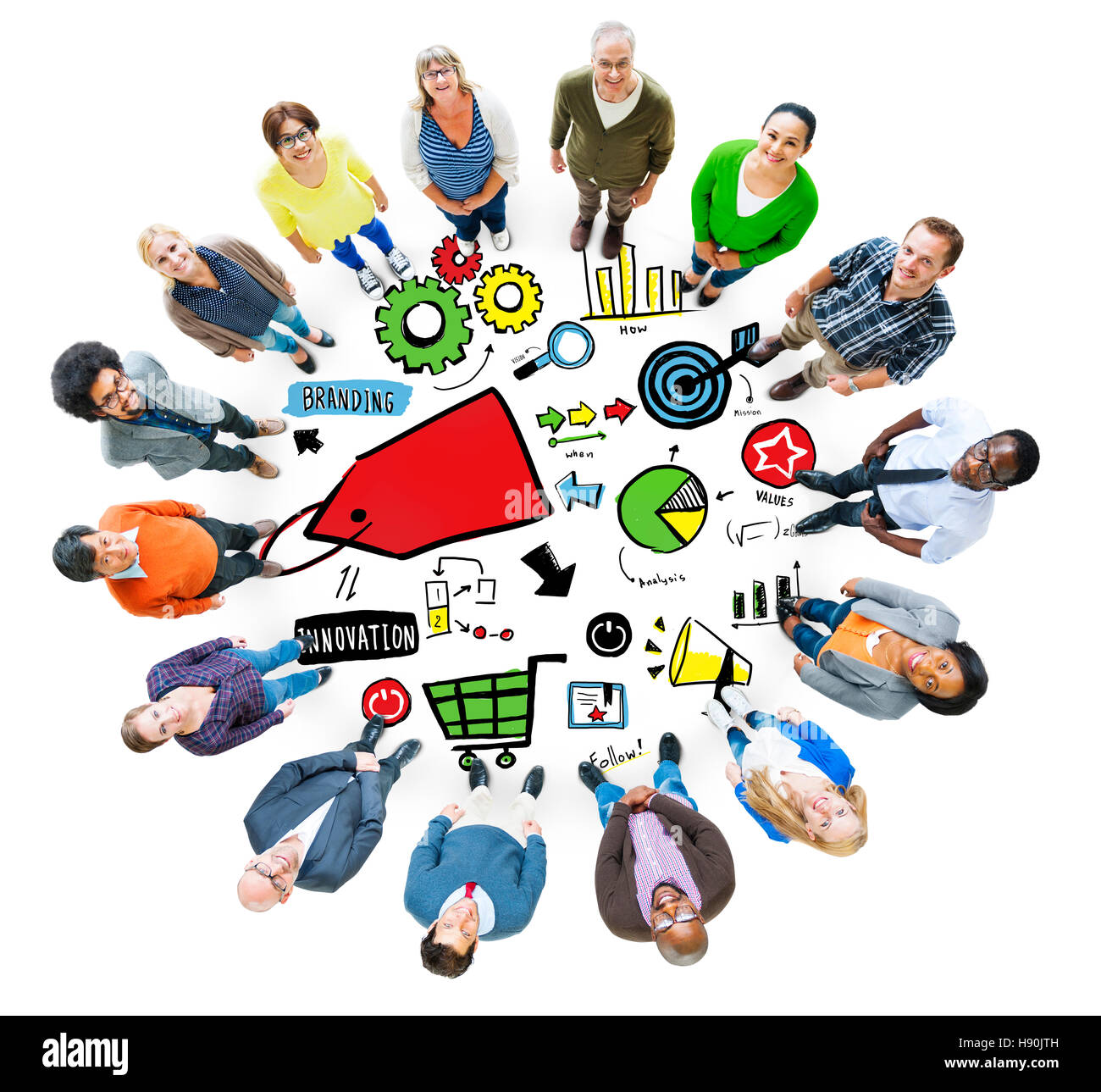 Diversity Casual People Branding Team Aspiration Goal Concept Stock ...