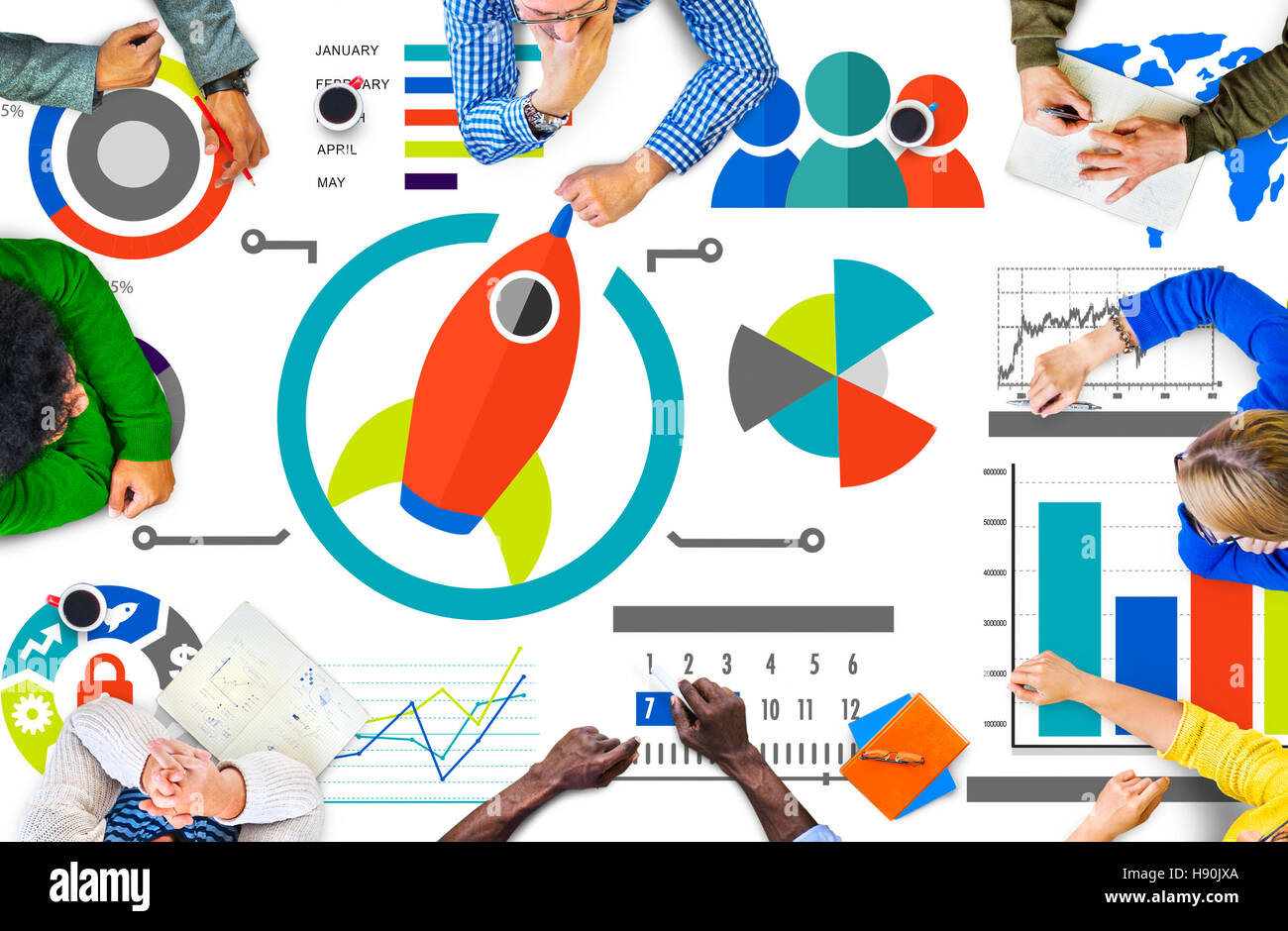 New Business Chart Innovation Teamwork Global Business Concept Stock ...