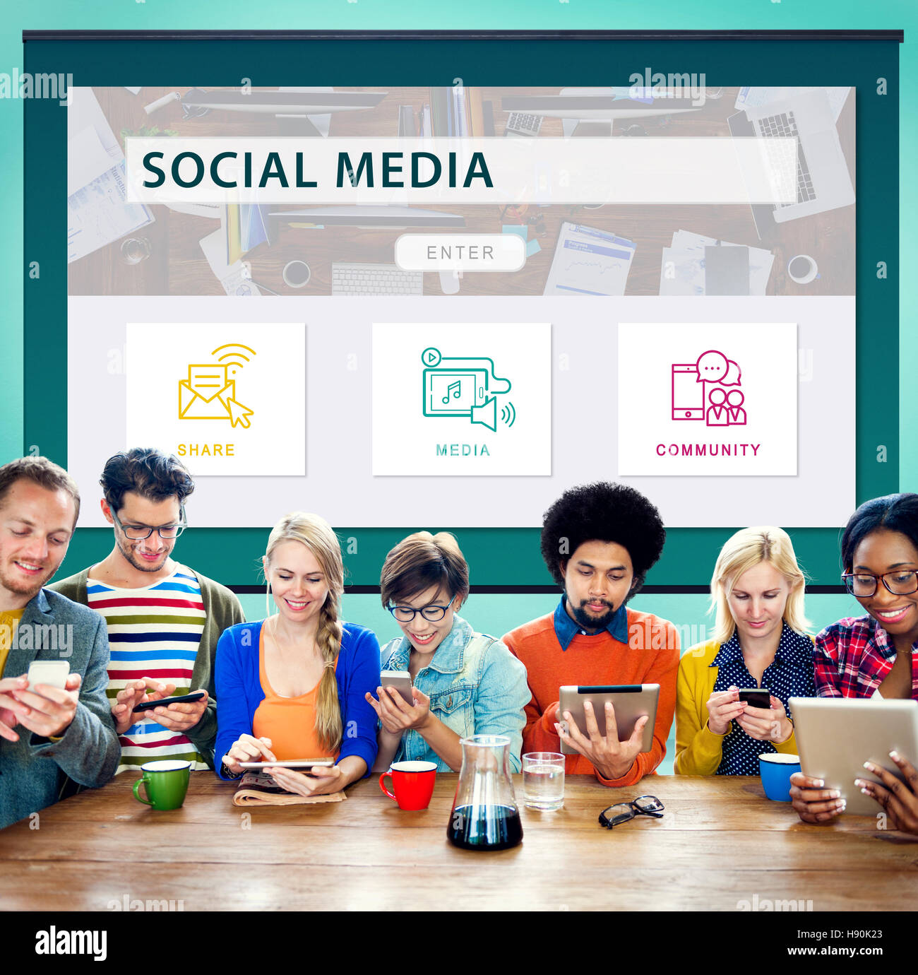 Social Media Share Community Graphic Concept Stock Photo - Alamy
