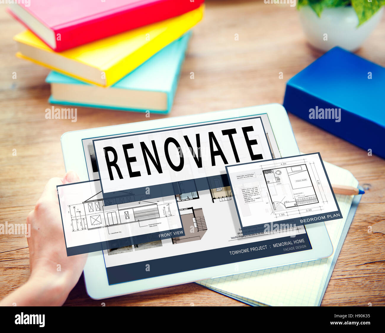 Plan Renovate Architecture Blueprint Drawing Concept Stock Photo - Alamy