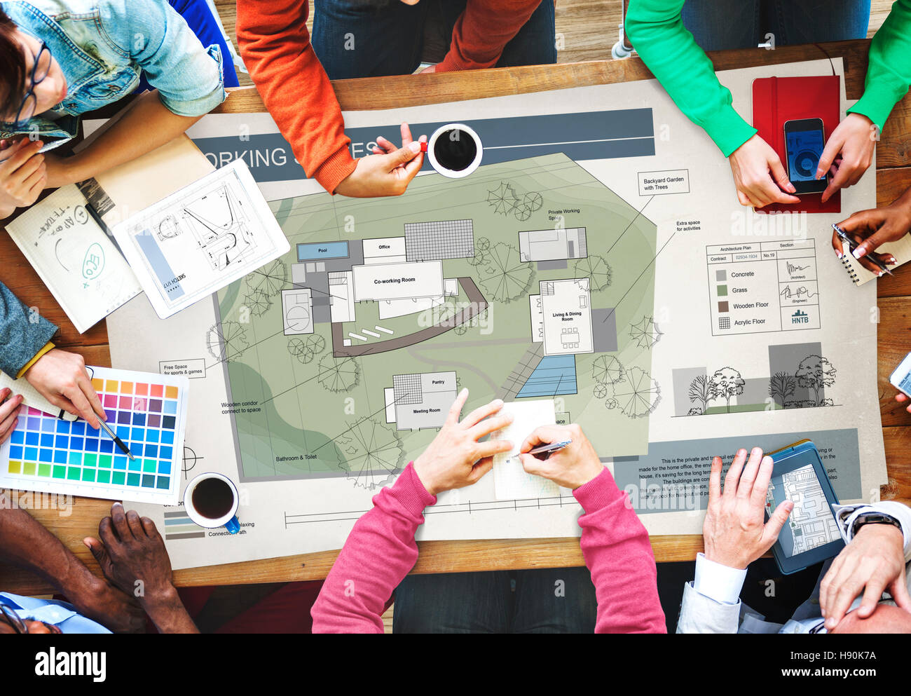 Co Working Space Architecture Plan Map Blueprint Design Concept Stock ...