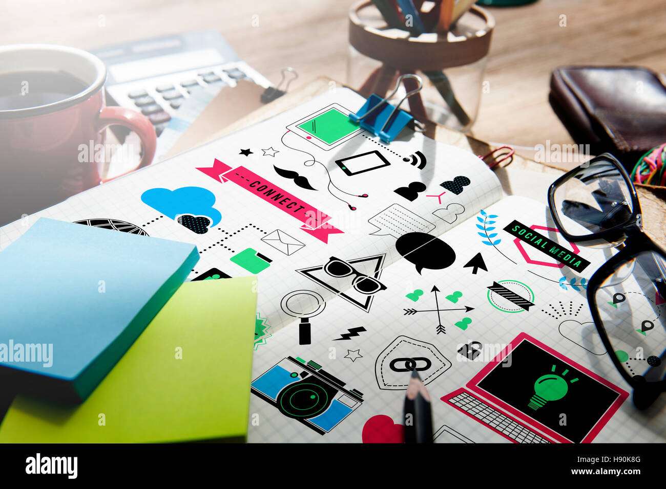 Social Media Technology Connection Graphic Concept Stock Photo - Alamy