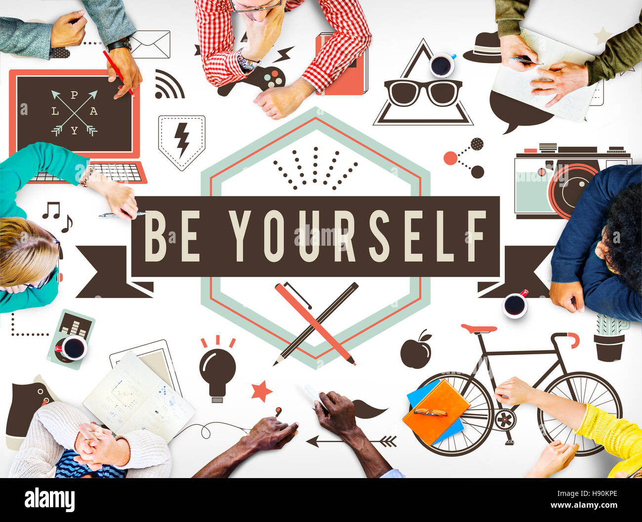 Be Yourself Self Esteem Confidence Encourage Motivation Concept Stock ...