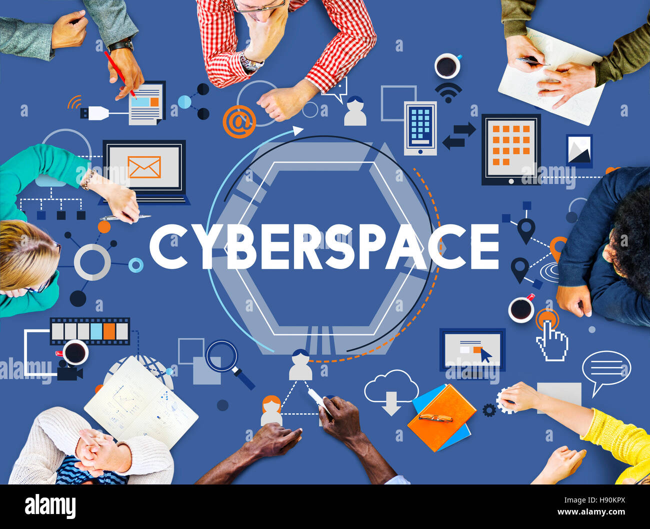 Cyberspace Globalization Connection Networking Technology Concept Stock ...