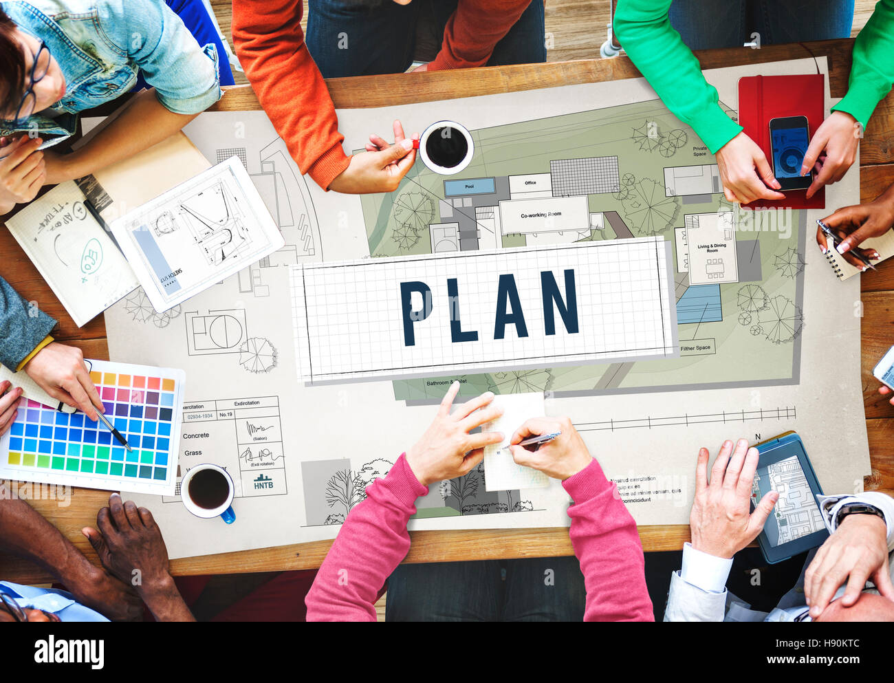Construction Design Plan Blueprint Planning Concept Stock Photo - Alamy