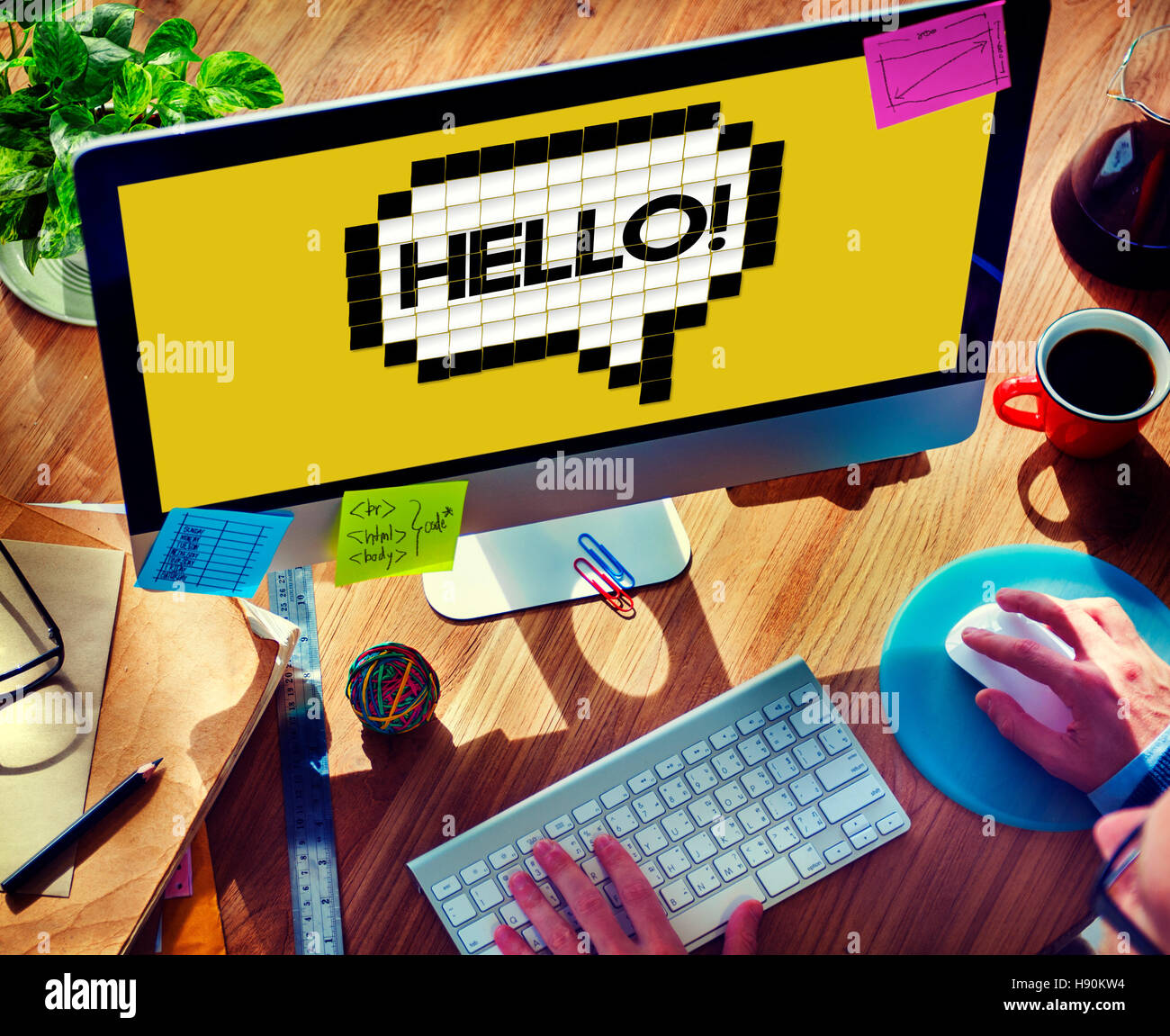 Hello Speech Bubble Technology Graphic Concept Stock Photo - Alamy