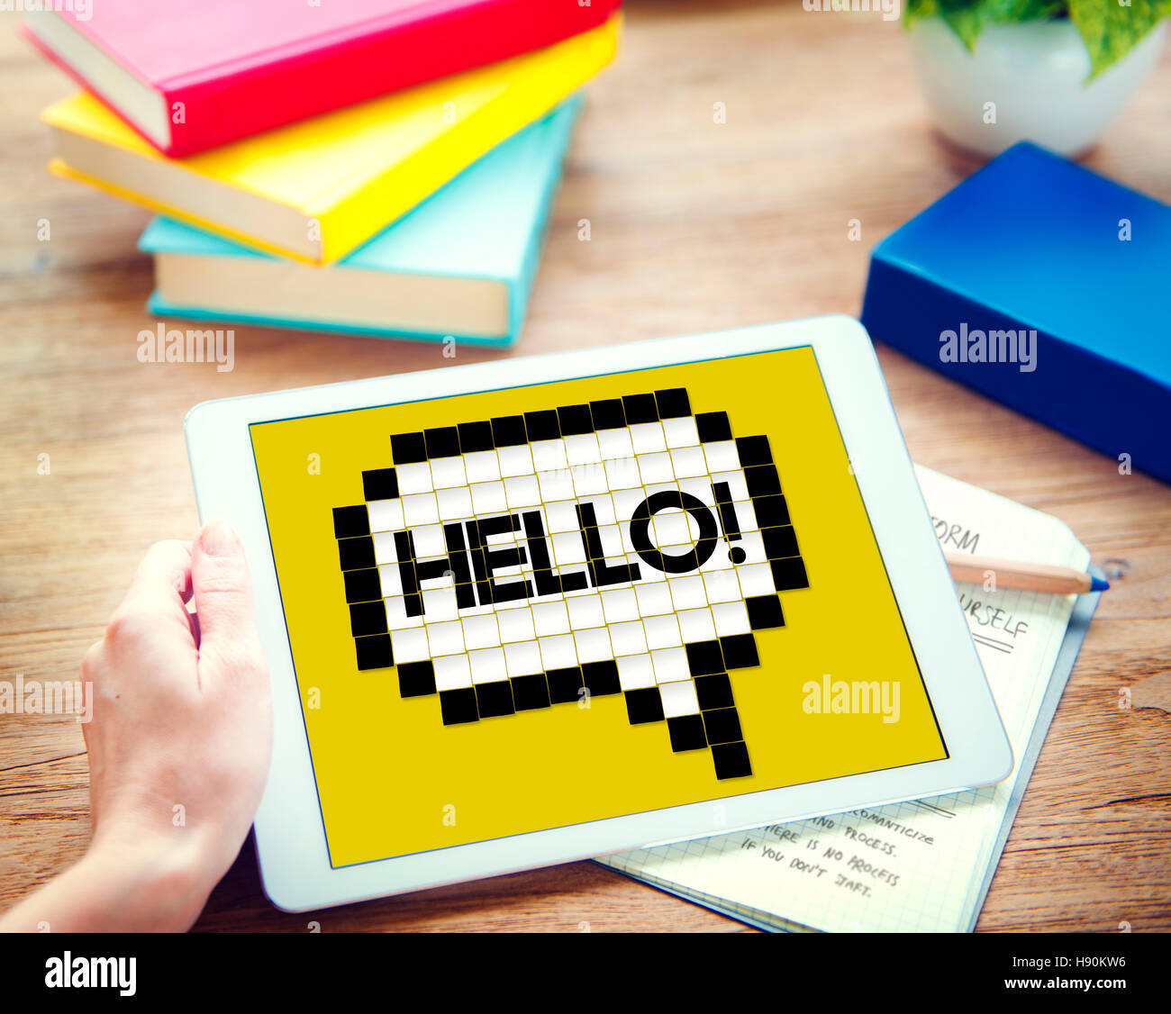 Hello Speech Bubble Technology Graphic Concept Stock Photo - Alamy