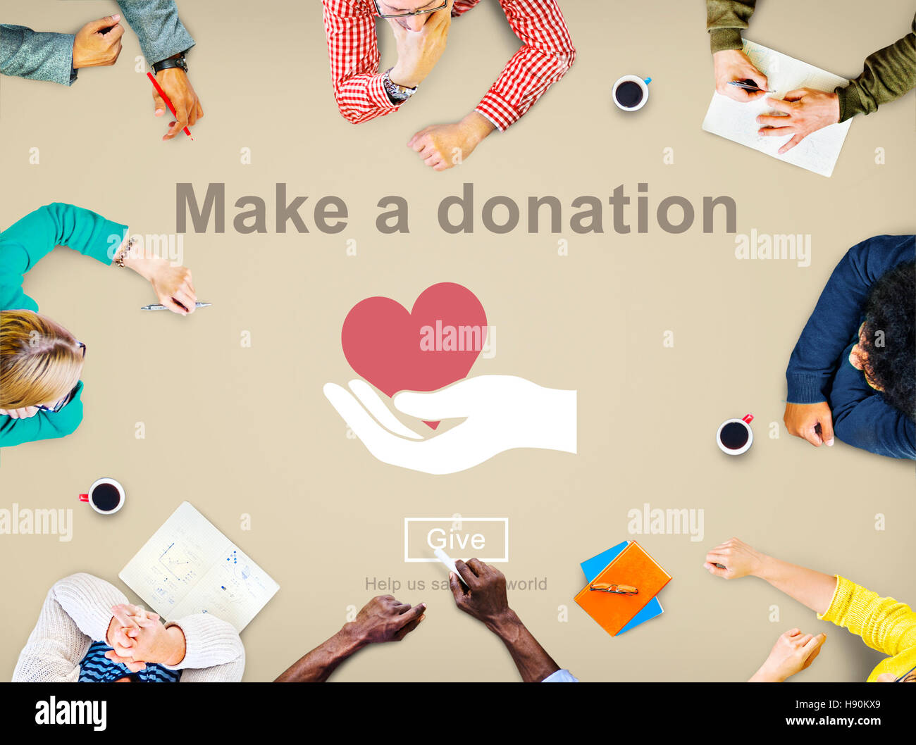 Make a Donation Helping Hands Charity Concept Stock Photo - Alamy