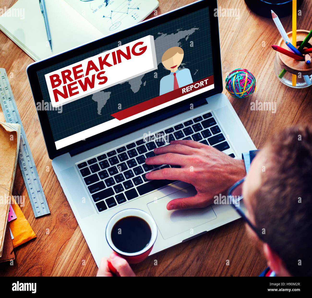 Breaking News Article Broadcast Headline Journal Concept Stock Photo ...