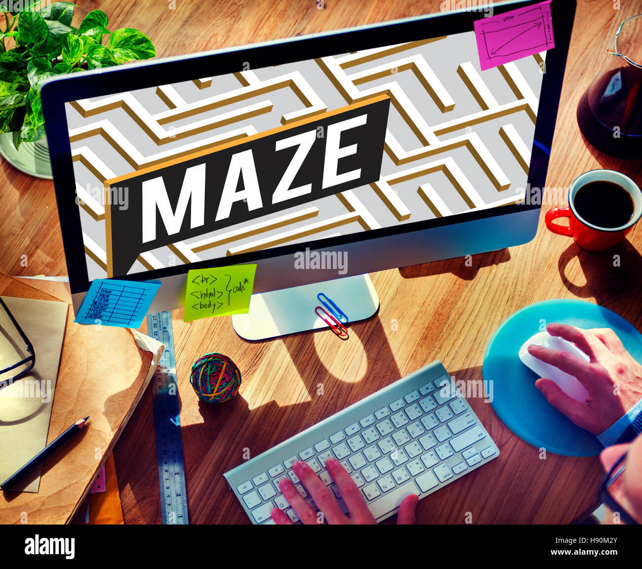 Maze Challenge Confusion Direction Exit Path Concept Stock Photo - Alamy