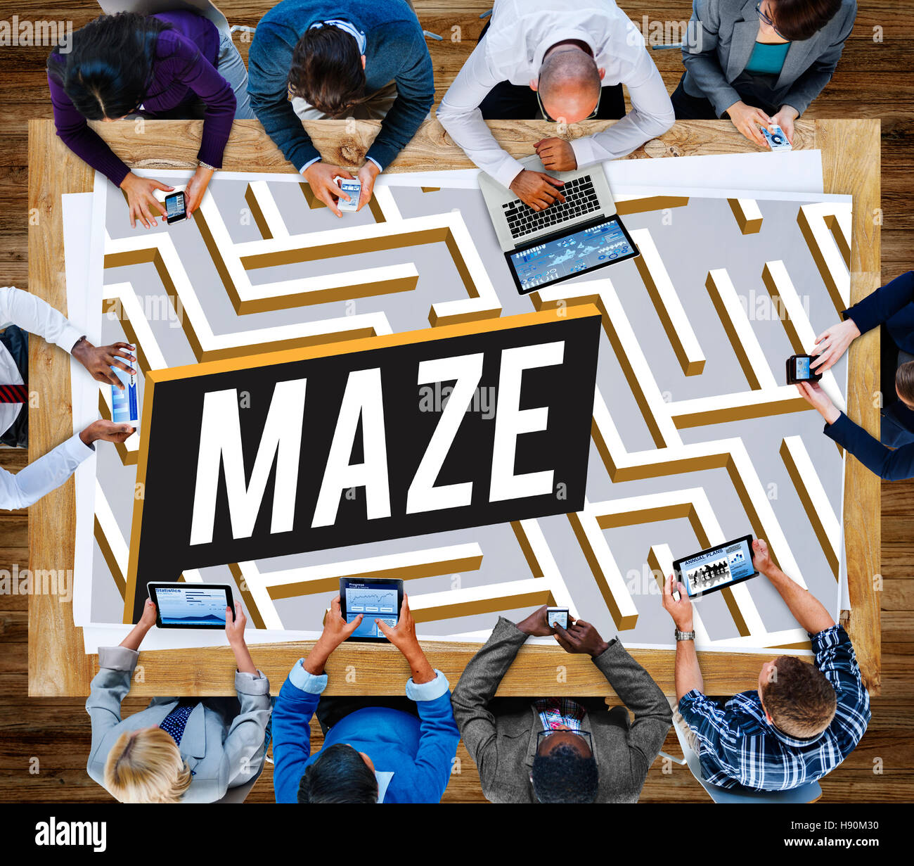 Maze Challenge Confusion Direction Exit Path Concept Stock Photo - Alamy