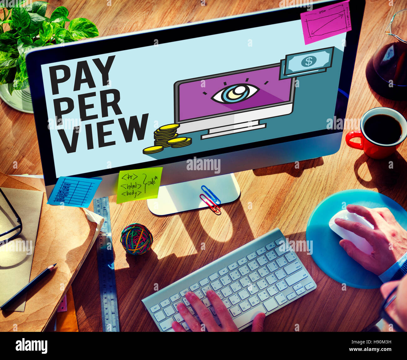 Pay-Per-View Content Magnifier Observation Concept Stock Photo - Alamy