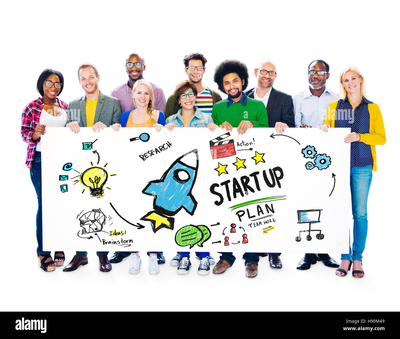 Start Up Business Launch Success People Banner Concept Stock Photo - Alamy