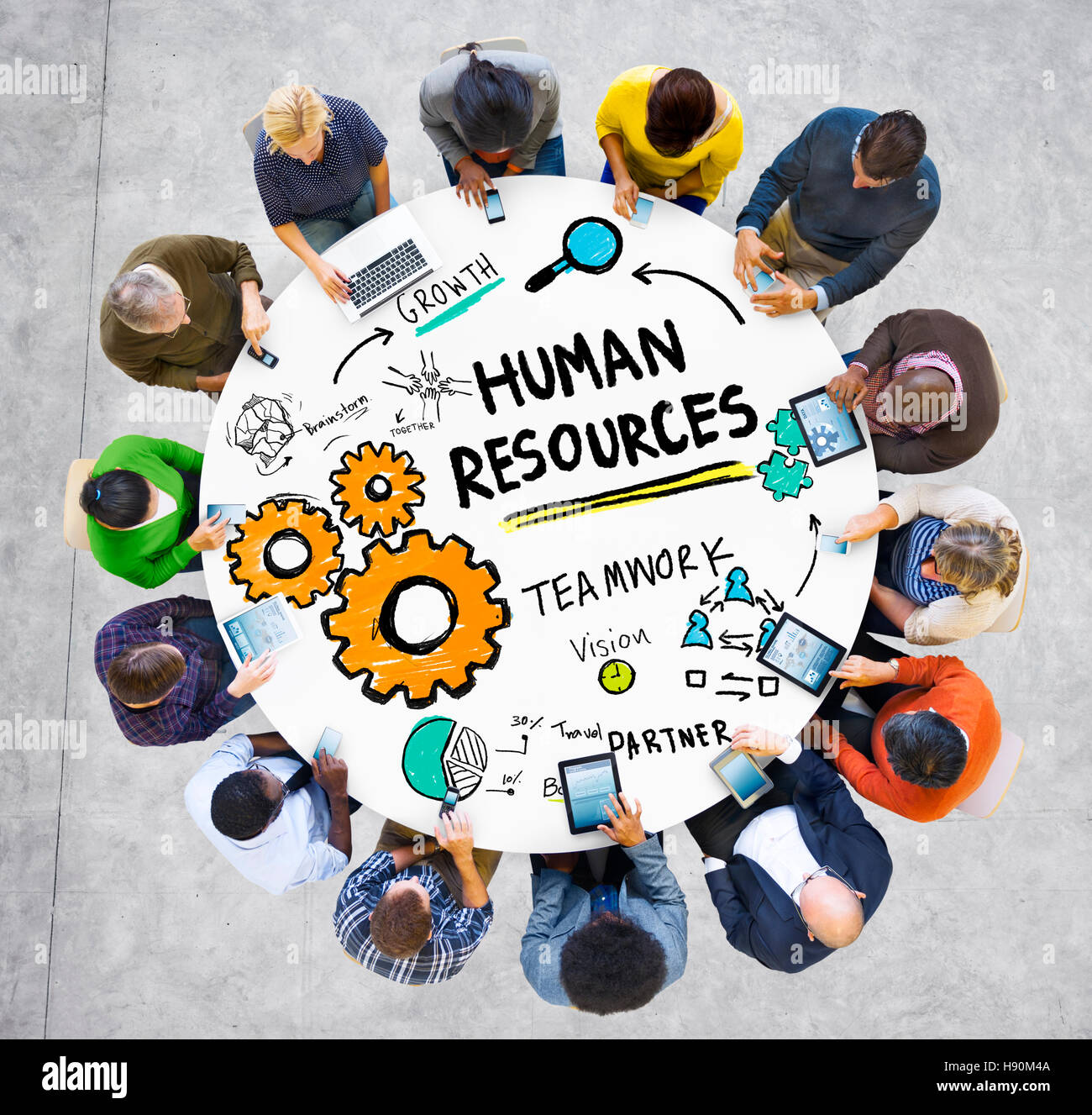 Human Resources Employment Job Teamwork People Technology Concept Stock ...
