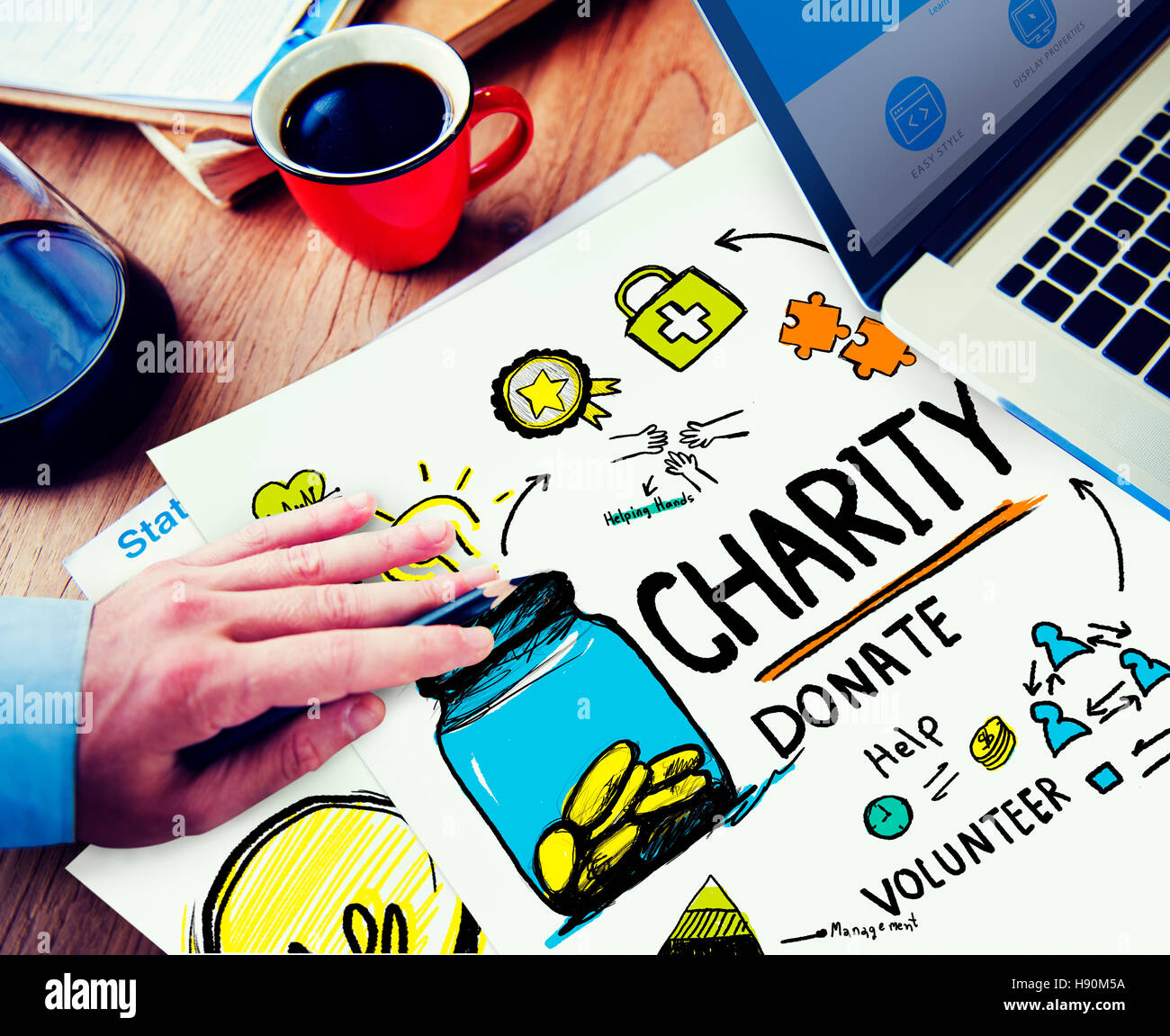 Workplace Table Support Give Help Donate Charity Concept Stock Photo ...